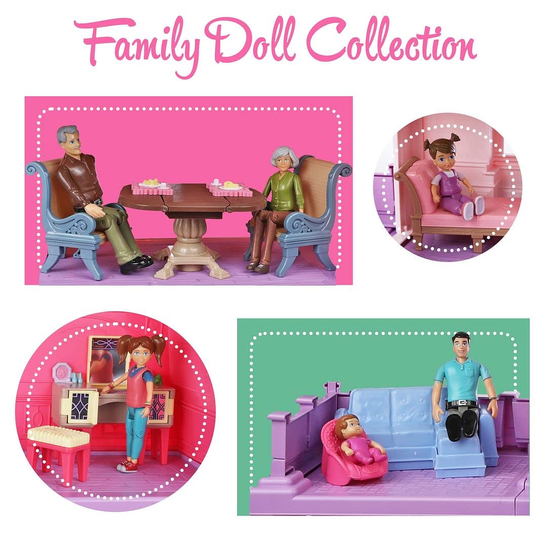 Sweet Li'l Family Dollhouse People Set of 9 Action Figure Set - Grandpa, Grandma, Mom, Dad, Sister, Brother, Toddler, Twin Boy & Girl