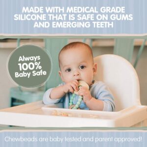 Chewbeads - Brooklyn Teething Toy - Silicone Teething Ring & Wood Teether for Infants, Babies & Toddlers - Baby Teether & Modern Baby Rattle - Medical Grade Silicone Baby Toy 3-6 Months - Grey