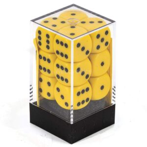 DND Dice Set-Chessex D&D Dice-16mm Opaque Yellow and Black Plastic Polyhedral Dice Set-Dungeons and Dragons Dice Includes 12 Dice – D6