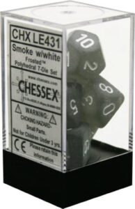 chessex le431 frosted polyhedral smoke/white, set of 7