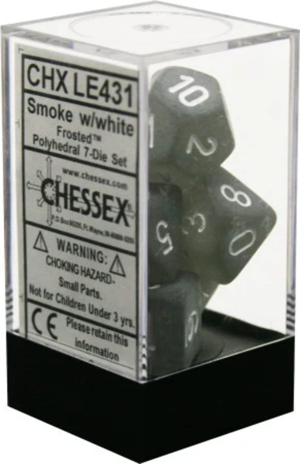 Chessex LE431 Frosted Polyhedral Smoke/White, Set of 7