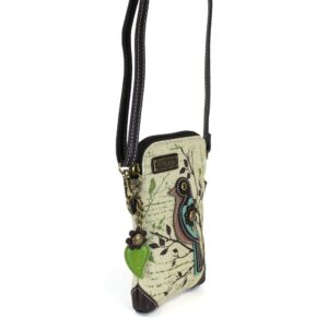 Chala Women's Safari Animal Canvas Crossbody Cell Phone Purse with Adjustable Strap -Sand (Bird)