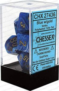 chessex chx27436 dice-vortex blue/gold set