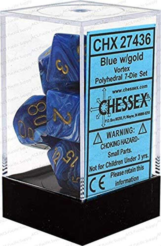 Chessex CHX27436 Dice-Vortex Blue/Gold Set