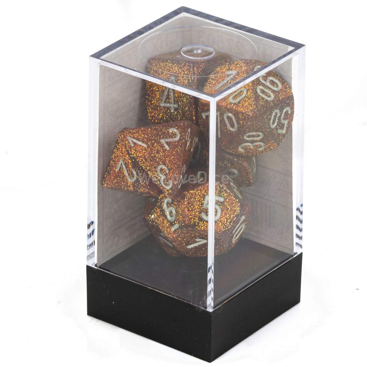 DND Dice Set-Chessex D&D Dice-16mm Glitter Gold and Silver Plastic Polyhedral Dice Set-Dungeons and Dragons Dice Includes 7 Dice - D4 D6 D8 D10 D12 D20 D% (CHX27503)