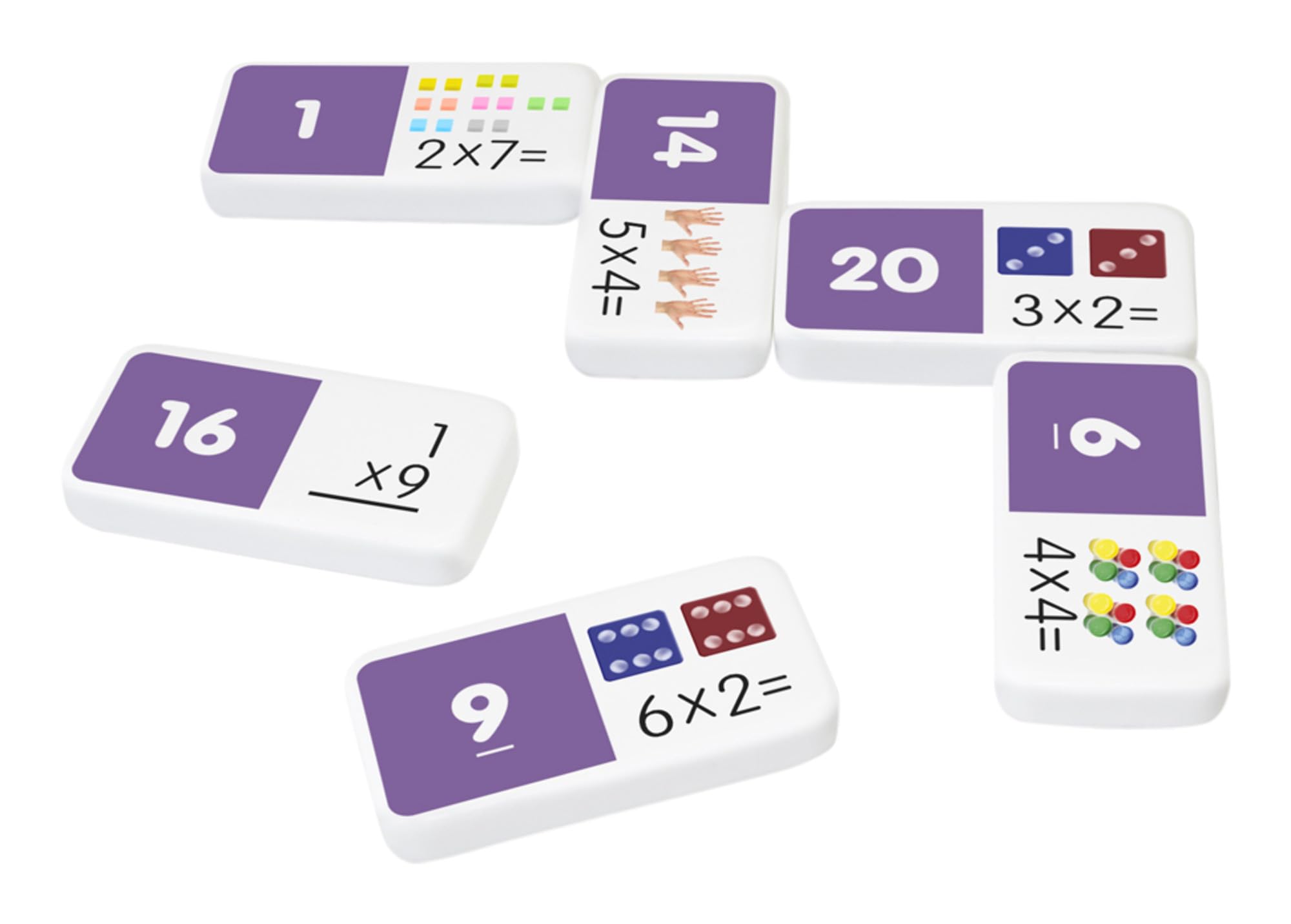 Junior Learning Multiplication Dominoes Game Set, 28 Pieces, Ages 7-9, Math Skills, Grade 2-3