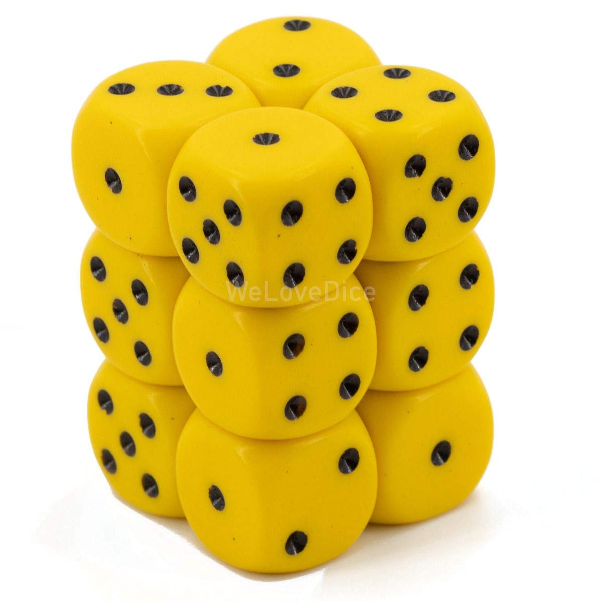 DND Dice Set-Chessex D&D Dice-16mm Opaque Yellow and Black Plastic Polyhedral Dice Set-Dungeons and Dragons Dice Includes 12 Dice – D6