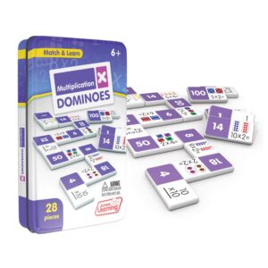 Junior Learning Multiplication Dominoes Game Set, 28 Pieces, Ages 7-9, Math Skills, Grade 2-3