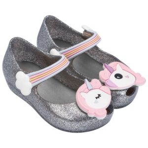 mini melissa girl's mini ultragirl unicorn (toddler/little kid) silver glitz 7 toddler m