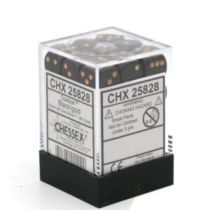 Chessex CHX25828 Dice-Opaque: 36D6 Black/Gold Set