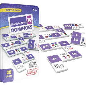 Junior Learning Multiplication Dominoes Game Set, 28 Pieces, Ages 7-9, Math Skills, Grade 2-3