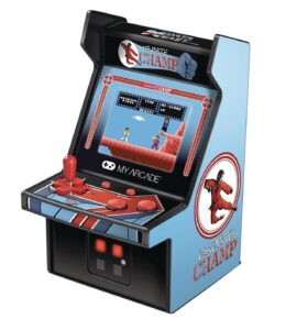 my arcade karate champ micro player arcade machine: fully playable, 6.75 inch collectible, color display, speaker, volume buttons, headphone jack - electronic games