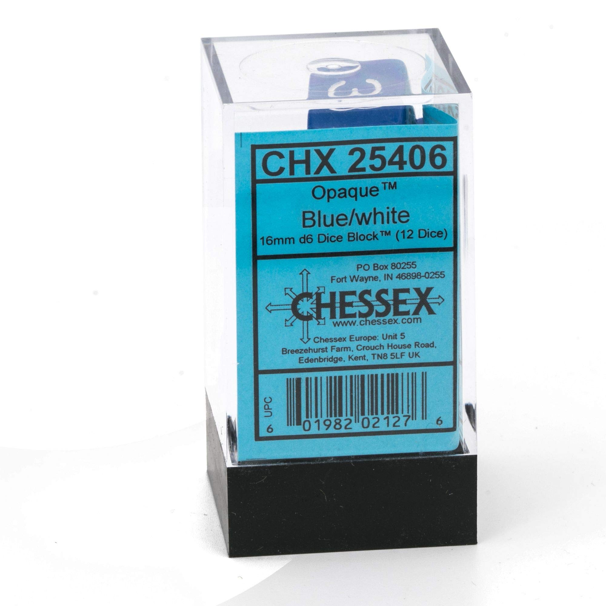 Chessex CHX25406 Dice-Opaque Blue/White Set