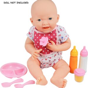 Click N' Play 8-pc Baby Doll Feeding Set w/Accessories | Baby Doll Accessories Set, Dolls Set/Stuff, Toy Bottles, Disappearing Milk, Food Set, Bottle Toys, Pretend Play Supplies | Toddler, Girls