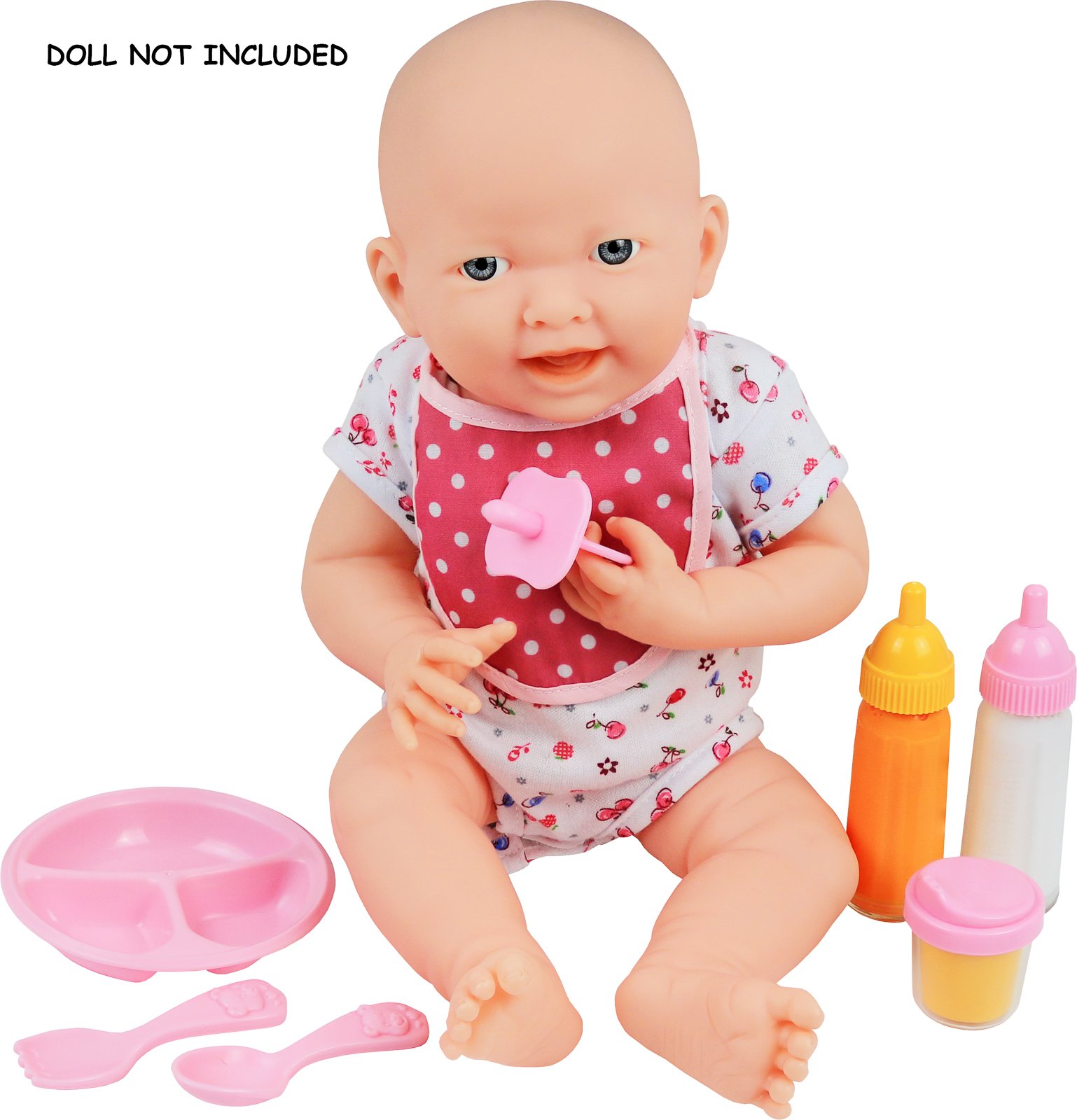 Click N' Play 8-pc Baby Doll Feeding Set w/Accessories | Baby Doll Accessories Set, Dolls Set/Stuff, Toy Bottles, Disappearing Milk, Food Set, Bottle Toys, Pretend Play Supplies | Toddler, Girls