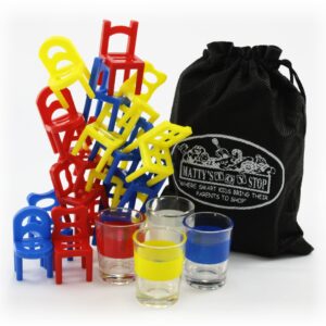 Matty's Toy Stop Drunken Chairs Deluxe Chairs Stack & Balance Drinking Game with Exclusive Storage Bag