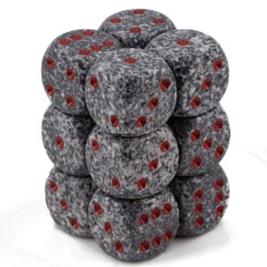 chessex speckled 16mm d6 granite dice block, 12 dice, multicolor