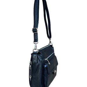 Roma Leathers Cross Body Concealment Purse - Premium Cowhide Leather Handbag - Multiple Pockets - Wire Reinforced Detachable Shoulder Strap - YKK Lockable Zipper - Designed in U.S.A. - Dual Gun Entry