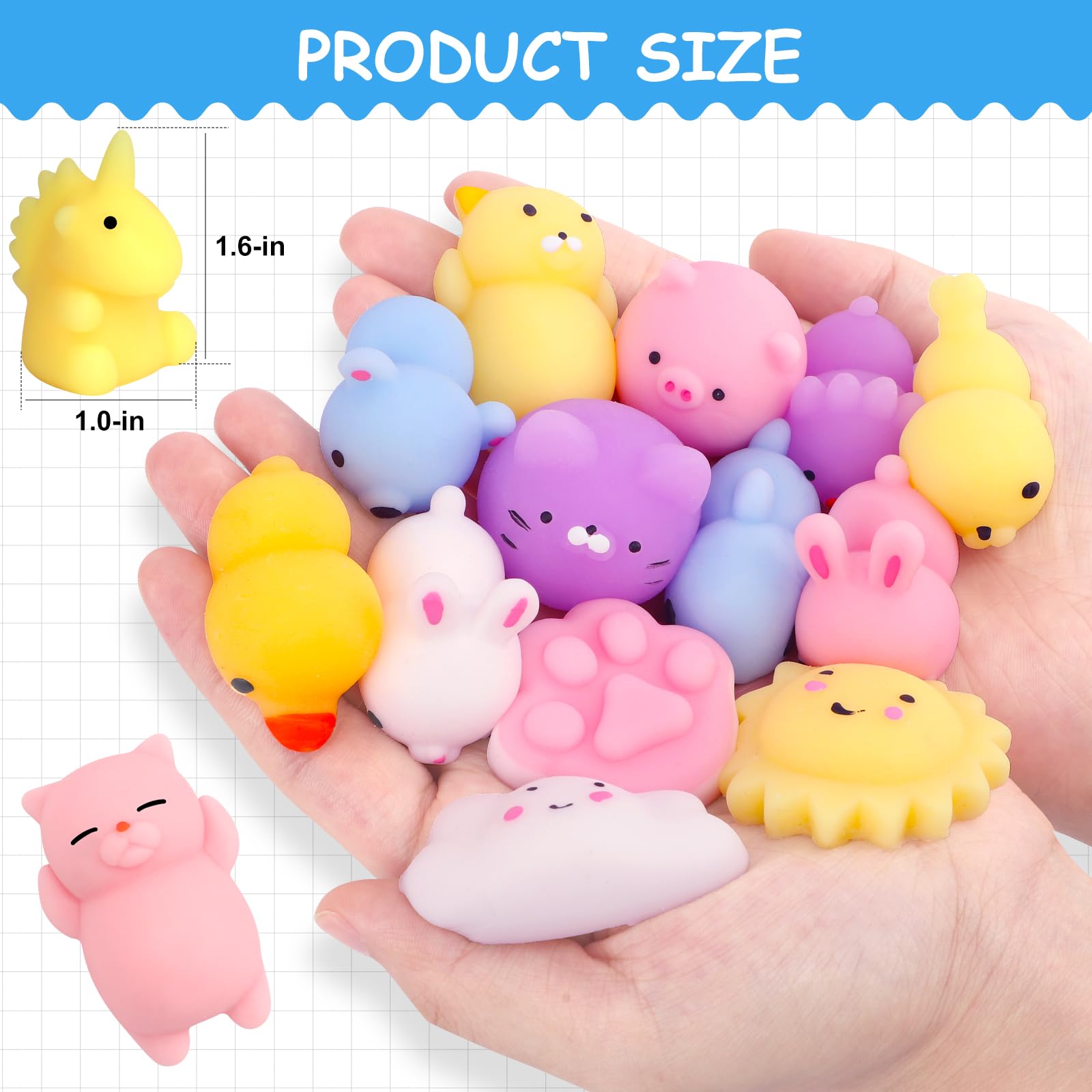 POKONBOY 30 PCS Squishies Mochi Toys, Mini Kawaii Squishy Animals Squeeze Stress Relief Toys Easter Basket Stuffers Easter Theme Party Favors Easter Egg Filler for Kids