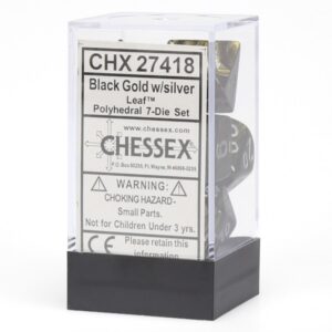 chessex chx27418 dice-leaf black gold/silver set