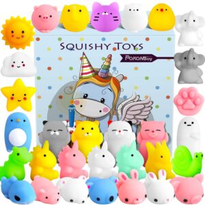 pokonboy 30 pcs squishies mochi toys, mini kawaii squishy animals squeeze stress relief toys easter basket stuffers easter theme party favors easter egg filler for kids