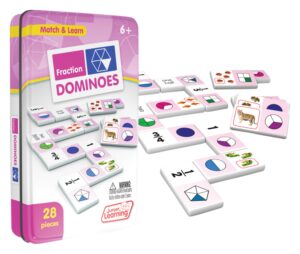 junior learning jl485 fraction dominoes, multi 7.8 h x 4.7 l x 1.5 w