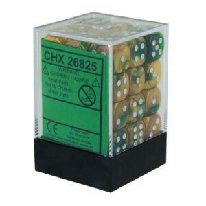 dnd dice set-chessex d&d dice-12mm gemini gold, green, and white plastic polyhedral dice set-dungeons and dragons dice includes 36 dice – d6, various (chx26825)