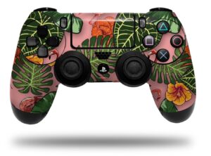 wraptorskinz vinyl decal skin compatible with sony ps4 controller playstation 4 original slim and pro famingos and flowers pink (controller not included)