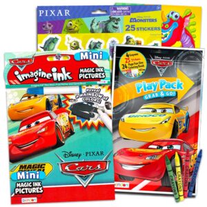 disney cars imagine ink coloring book set for toddlers kids - bundle includes mess free coloring book with magic invisible ink pen (no mess art)