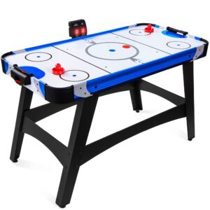 best choice products 58in mid-size arcade style air hockey table for game room, home, office w/ 2 pucks, 2 pushers, digital led score board, powerful 12v motor, carrying bag