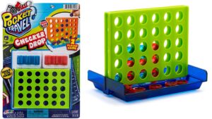 ja-ru mini connect travel game board (1 toy) family board games for kids. original pocket travel size games. fun indoor & outdoor toys. classic checkers party favors. 3253-1p