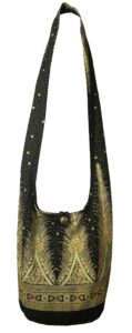 lovely creations hippie boho new elephant crossbody bohemian gypsy sling bag shoulder bag large size (peacock l black)