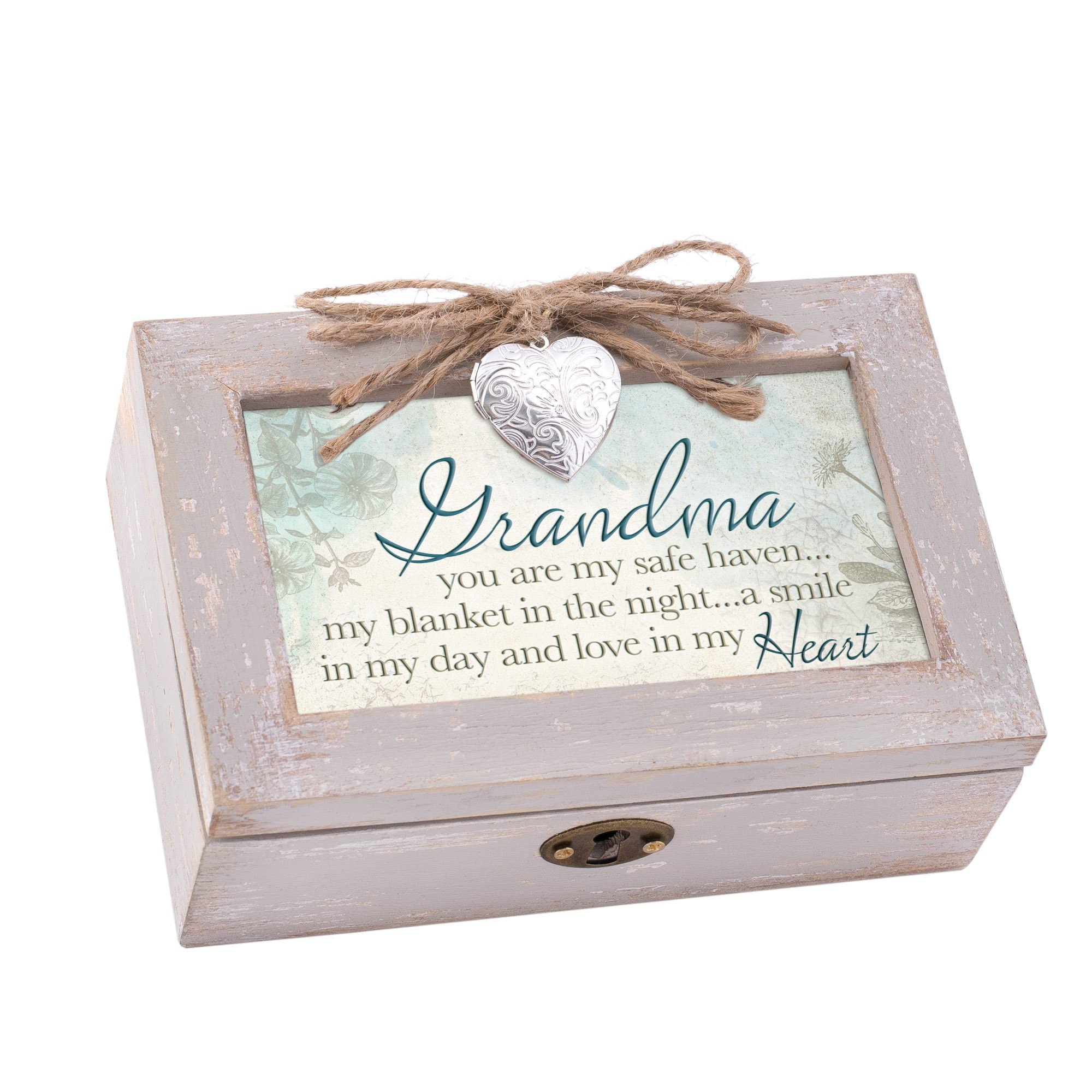 Cottage Garden Grandma Safe Haven Blanket Smile Petite Locket Distressed Natural Music Box Plays Wind Beneath My Wings