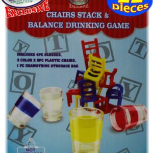 Matty's Toy Stop Drunken Chairs Deluxe Chairs Stack & Balance Drinking Game with Exclusive Storage Bag