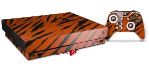 wraptorskinz decal vinyl skin wrap compatible with xbox one x console and controller - tie dye bengal side stripes