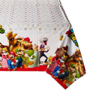 amscan delightful multicolor plastic super mario brothers table covers - 54" x 96" (pack of 6) - durable, easy-to-clean & reusable covers - perfect for parties, birthdays & themed events