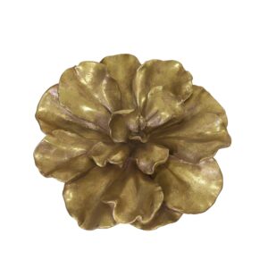 sagebrook home 11130-02 flower wall plaque, gold, 10x10x2.5