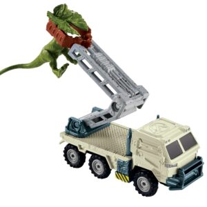 MATCHBOX JURASSIC WORLD DINO TRANSPORTERS DILOPHO-LOADER Vehicle and figure