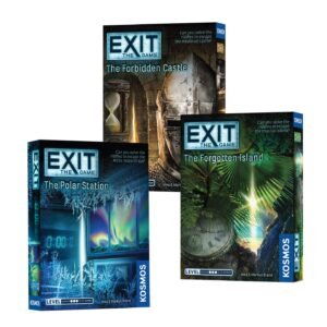 exit: the game 3-pack escape room bundle | season 2 | forgotten island | polar station | forbidden castle | family-friendly, cooperative game | at-home escape room | 1 to 4 players | ages 12+