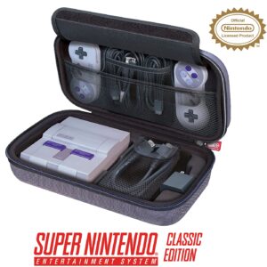 Officially Licensed Nintendo Super Nintendo Classic Entertainment System Carrying Case – Protective Deluxe Travel System Case – Grey Ballistic Nylon Exterior