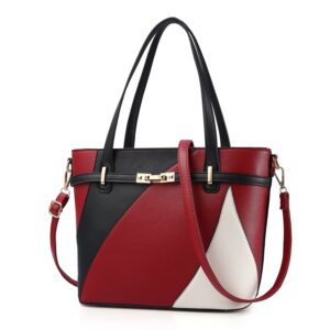 nevenka top handle handbags for ladies pu leather tote purse women crossbody shoulder bags (red)