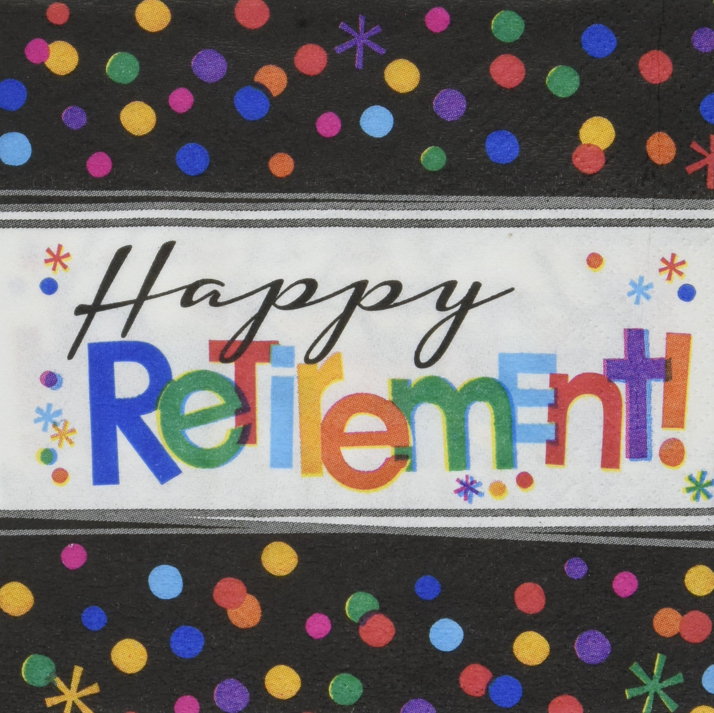 Officially Retired Multicolor Beverage Napkins - 5"x5" (Pack of 192), Perfect For Retirement Parties & Milestone Celebrations