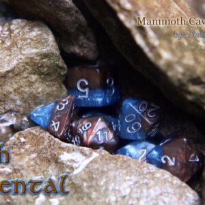 Earth Elemental Halfsies Dice - 7 die polyhedral dice Set - Cerulean Blue & Terran Brown - Silver Numbering