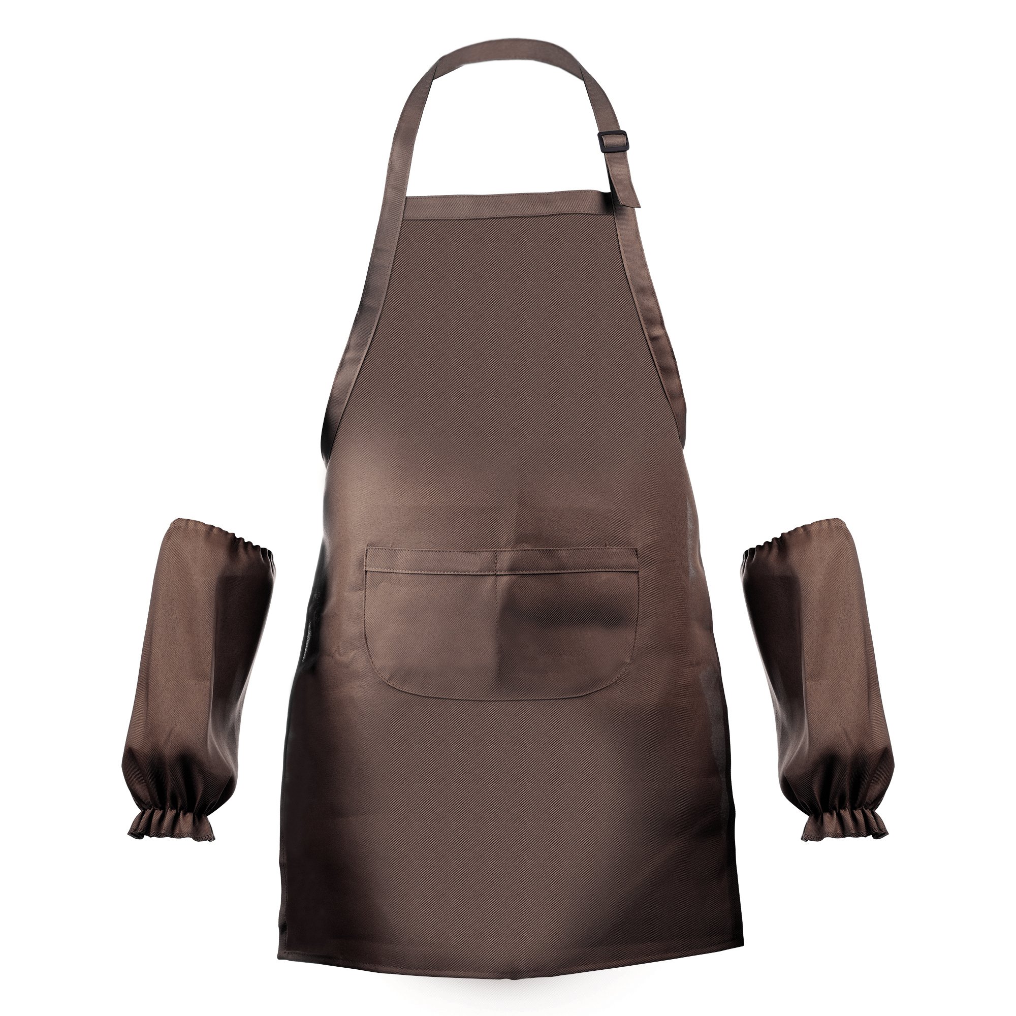 BCP Waterproof Anti-oil Adjustable Durable Open Back Artists Aprons with Sleeveslet For Painting Kindergarten Art Craft Cooking Age 12 years old (Dark Brown)