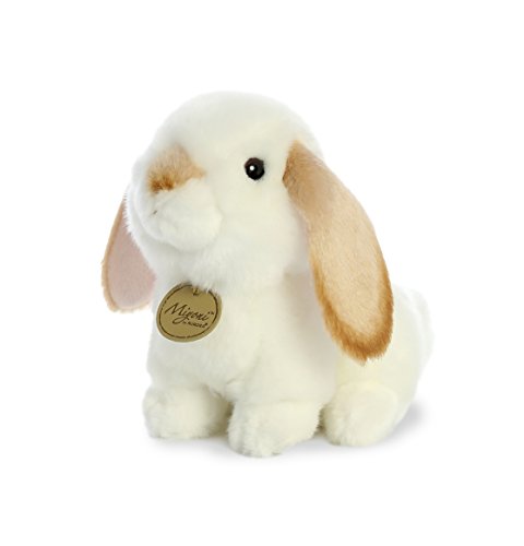 Aurora - Miyoni - 8" Lop Eared Rabbit with Tan Ears, White and Tan