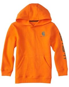 carhartt boys' little hooded long sleeve sweatshirt, dark orange, 5