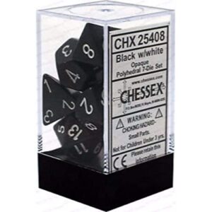 chessex chx25408 dice-opaque black/white set