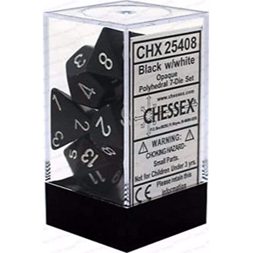 Chessex CHX25408 Dice-Opaque Black/White Set