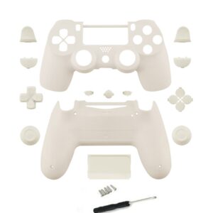 replacement full housing shell case cover with buttons mod kit for ps4 pro slim for sony playstation 4 dualshock 4 ps4 slim pro wireless controller - white