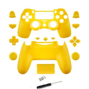 ambertown replacement full housing shell case cover with buttons mod kit for ps4 pro slim for sony playstation 4 dualshock 4 ps4 slim pro wireless controller - yellow